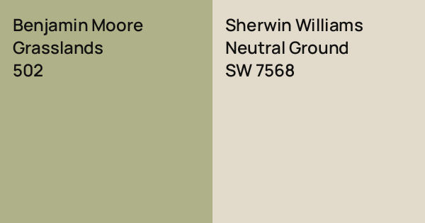 Benjamin Moore Grasslands vs. Sherwin Williams Neutral Ground comparison