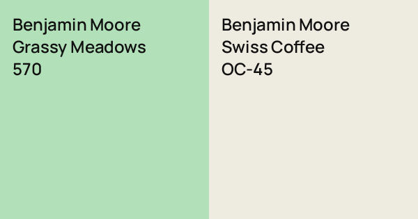 Benjamin Moore Grassy Meadows vs. Benjamin Moore Swiss Coffee comparison