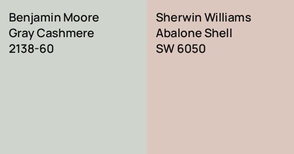 Benjamin Moore Gray Cashmere vs. Sherwin Williams Abalone Shell comparison