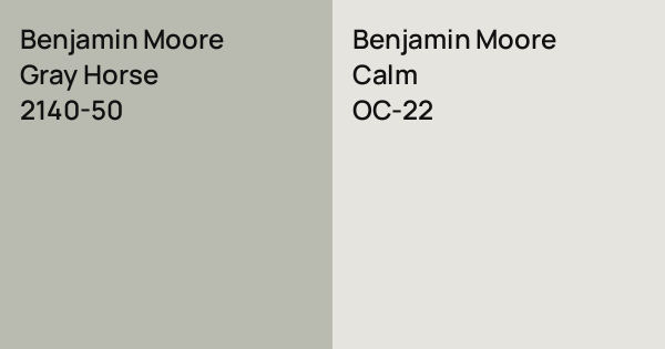Benjamin Moore Gray Horse vs. Benjamin Moore Calm comparison