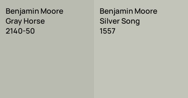Benjamin Moore Gray Horse vs. Benjamin Moore Silver Song comparison