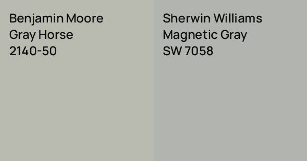 Benjamin Moore Gray Horse vs. Sherwin Williams Magnetic Gray comparison