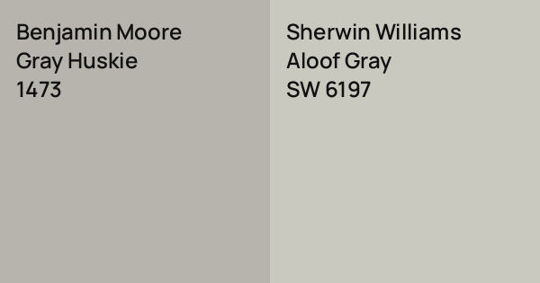 Benjamin Moore Gray Huskie vs. Sherwin Williams Aloof Gray comparison