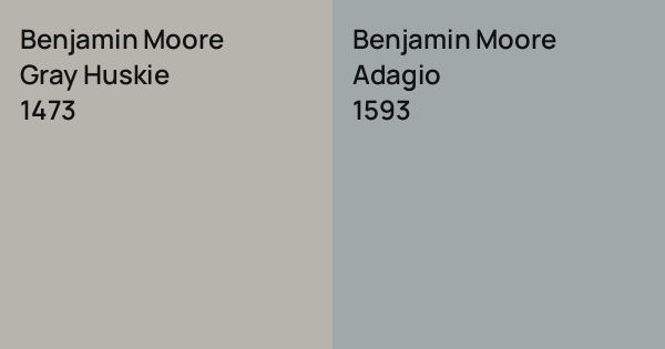 Benjamin Moore Gray Huskie vs. Benjamin Moore Adagio comparison