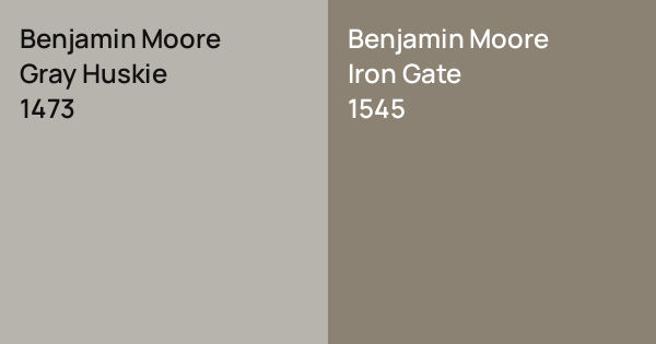Benjamin Moore Gray Huskie vs. Benjamin Moore Iron Gate comparison