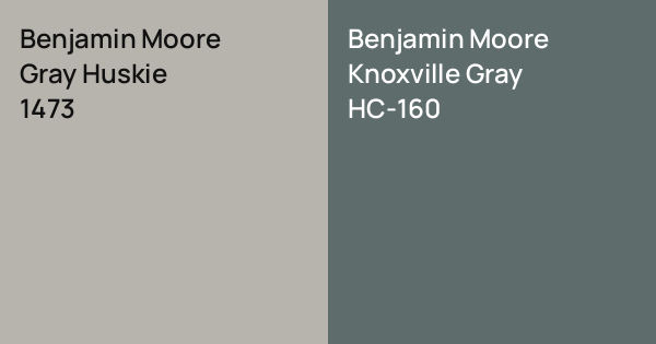Benjamin Moore Gray Huskie vs. Benjamin Moore Knoxville Gray comparison