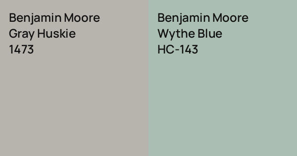 Benjamin Moore Gray Huskie vs. Benjamin Moore Wythe Blue comparison