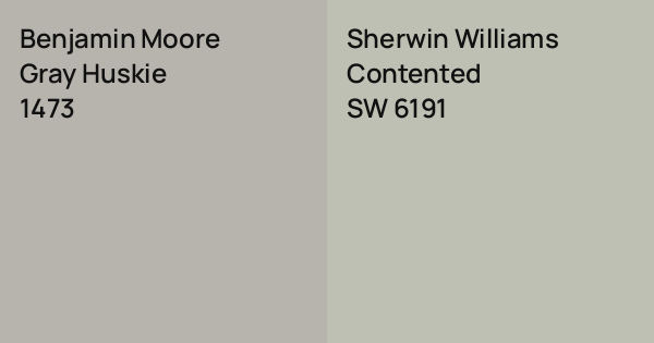 Benjamin Moore Gray Huskie vs. Sherwin Williams Contented comparison
