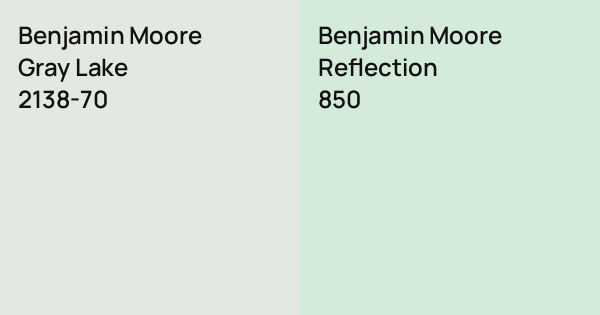 Benjamin Moore Gray Lake vs. Benjamin Moore Reflection comparison
