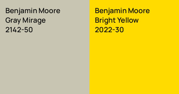 Benjamin Moore Gray Mirage vs. Benjamin Moore Bright Yellow comparison
