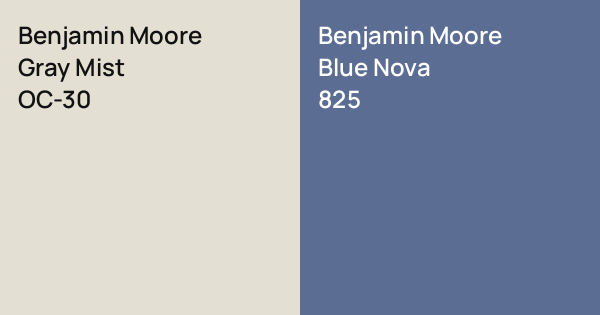 Benjamin Moore Gray Mist vs. Benjamin Moore Blue Nova comparison