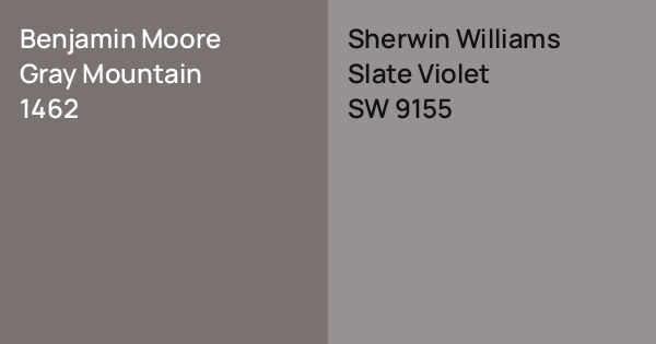 Benjamin Moore Gray Mountain vs. Sherwin Williams Slate Violet comparison
