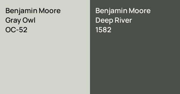 Benjamin Moore Gray Owl vs. Benjamin Moore Deep River comparison