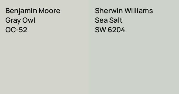 Benjamin Moore Gray Owl vs. Sherwin Williams Sea Salt comparison