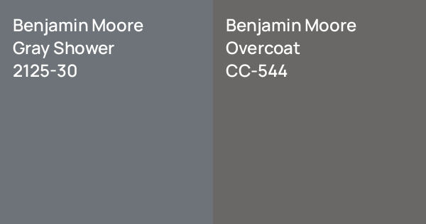 Benjamin Moore Gray Shower vs. Benjamin Moore Overcoat comparison
