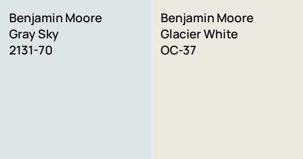 Benjamin Moore Gray Sky vs. Benjamin Moore Glacier White comparison