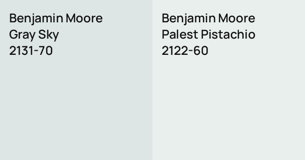 Benjamin Moore Gray Sky vs. Benjamin Moore Palest Pistachio comparison
