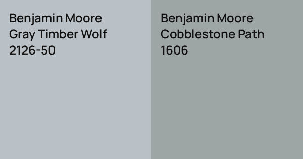 Benjamin Moore Gray Timber Wolf vs. Benjamin Moore Cobblestone Path ...