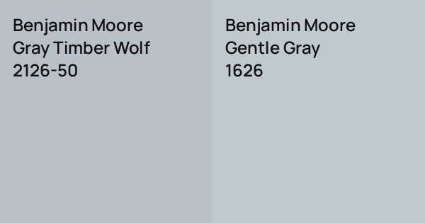 Benjamin Moore Gray Timber Wolf vs. Benjamin Moore Gentle Gray comparison
