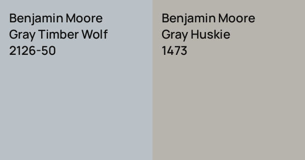 Benjamin Moore Gray Timber Wolf vs. Benjamin Moore Gray Huskie comparison
