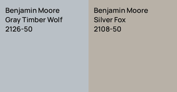 Benjamin Moore Gray Timber Wolf vs. Benjamin Moore Silver Fox comparison