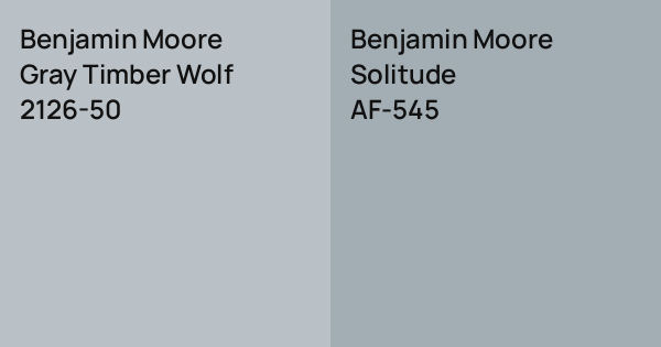 Benjamin Moore Gray Timber Wolf vs. Benjamin Moore Solitude comparison