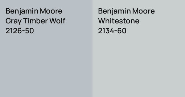 Benjamin Moore Gray Timber Wolf vs. Benjamin Moore Whitestone comparison