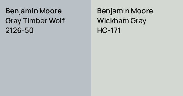 Benjamin Moore Gray Timber Wolf vs. Benjamin Moore Wickham Gray comparison