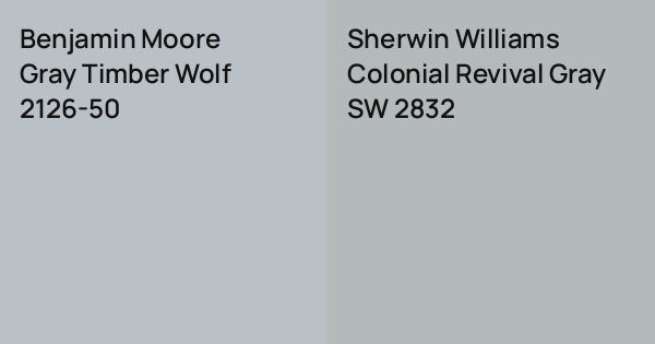 Benjamin Moore Gray Timber Wolf vs. Sherwin Williams Colonial Revival ...