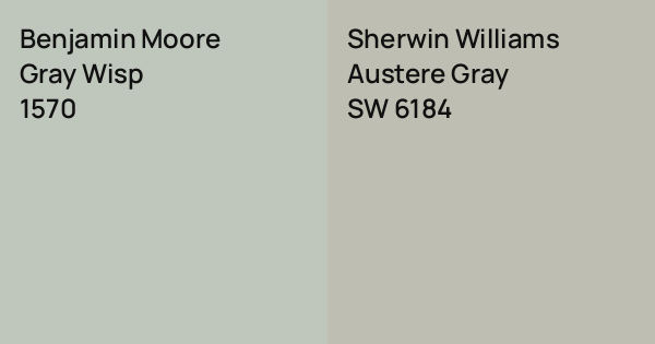 Benjamin Moore Gray Wisp vs. Sherwin Williams Austere Gray comparison