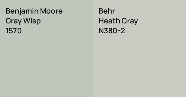 Benjamin Moore Gray Wisp vs. Behr Heath Gray comparison