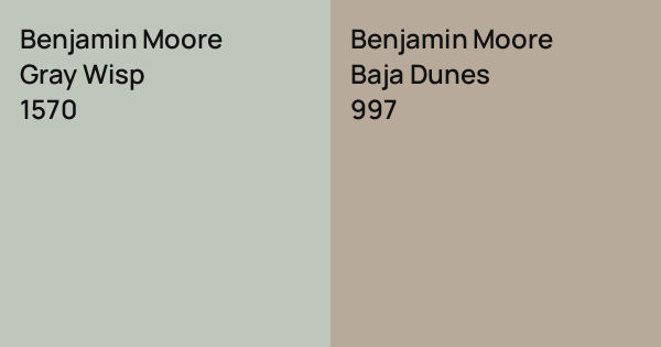 Benjamin Moore Gray Wisp vs. Benjamin Moore Baja Dunes comparison