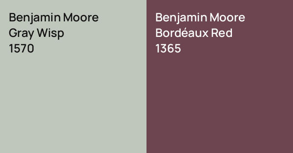 Benjamin Moore Gray Wisp vs. Benjamin Moore Bordéaux Red comparison