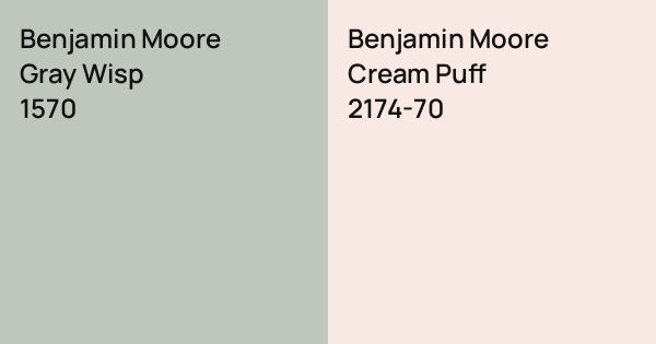 Benjamin Moore Gray Wisp vs. Benjamin Moore Cream Puff comparison