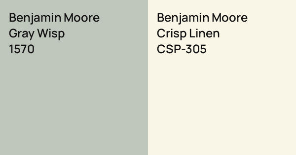 Benjamin Moore Gray Wisp vs. Benjamin Moore Crisp Linen comparison