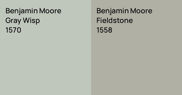 Benjamin Moore Gray Wisp vs. Benjamin Moore Fieldstone comparison