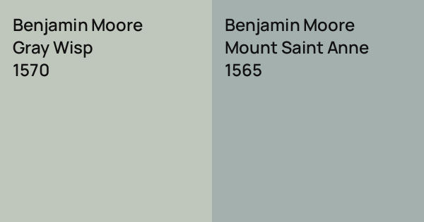 Benjamin Moore Gray Wisp vs. Benjamin Moore Mount Saint Anne comparison