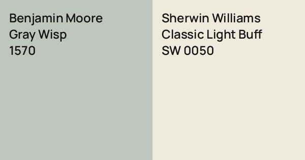Benjamin Moore Gray Wisp vs. Sherwin Williams Classic Light Buff comparison