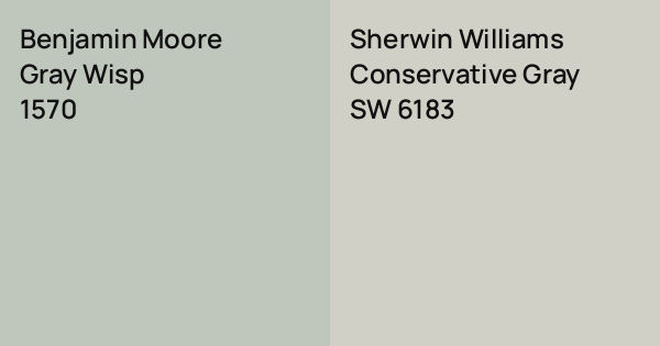 Benjamin Moore Gray Wisp vs. Sherwin Williams Conservative Gray comparison