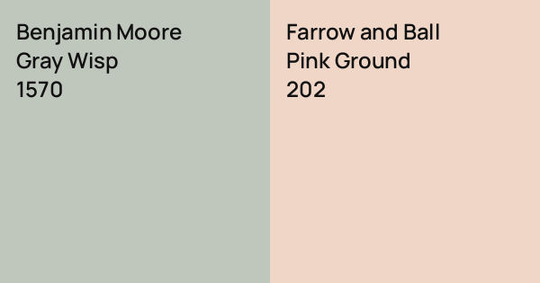 Benjamin Moore Gray Wisp vs. Farrow and Ball Pink Ground comparison