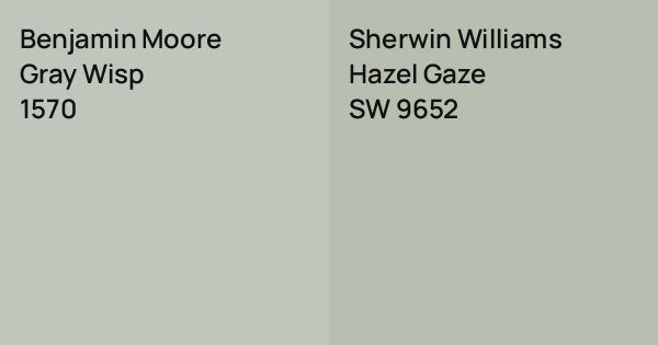 Benjamin Moore Gray Wisp vs. Sherwin Williams Hazel Gaze comparison