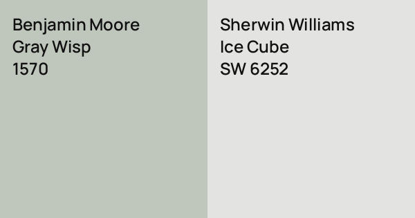 Benjamin Moore Gray Wisp vs. Sherwin Williams Ice Cube comparison