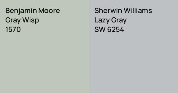Benjamin Moore Gray Wisp vs. Sherwin Williams Lazy Gray comparison
