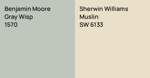 Benjamin Moore Gray Wisp vs. Sherwin Williams Muslin comparison