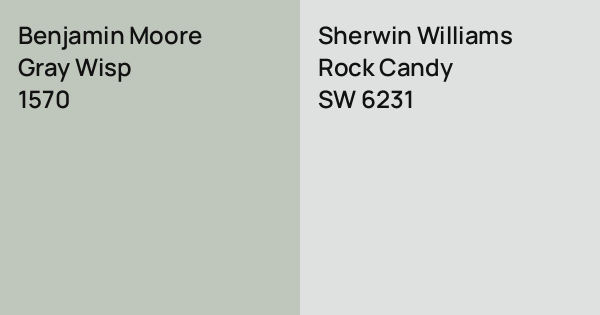 Benjamin Moore Gray Wisp vs. Sherwin Williams Rock Candy comparison
