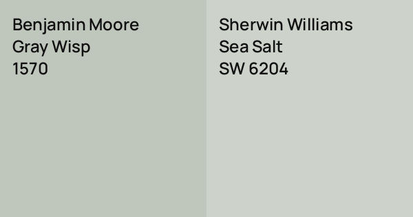 Benjamin Moore Gray Wisp vs. Sherwin Williams Sea Salt comparison