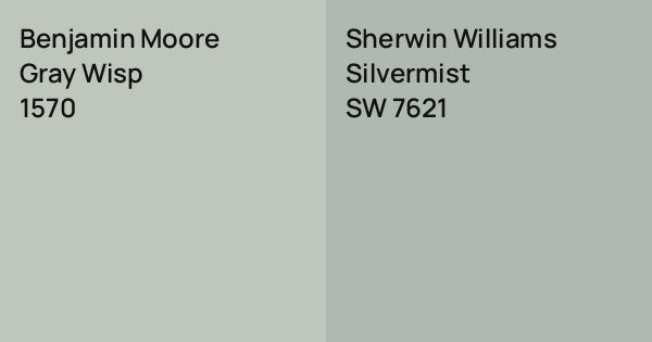 Benjamin Moore Gray Wisp vs. Sherwin Williams Silvermist comparison
