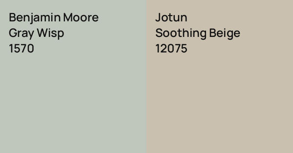 Benjamin Moore Gray Wisp vs. Jotun Soothing Beige comparison