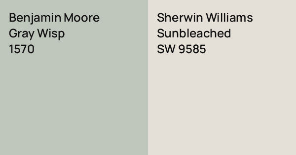 Benjamin Moore Gray Wisp vs. Sherwin Williams Sunbleached comparison