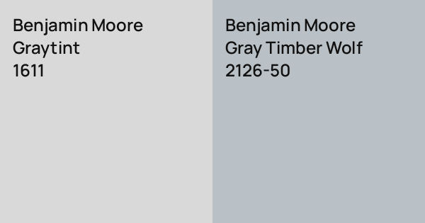 Benjamin Moore Graytint vs. Benjamin Moore Gray Timber Wolf comparison